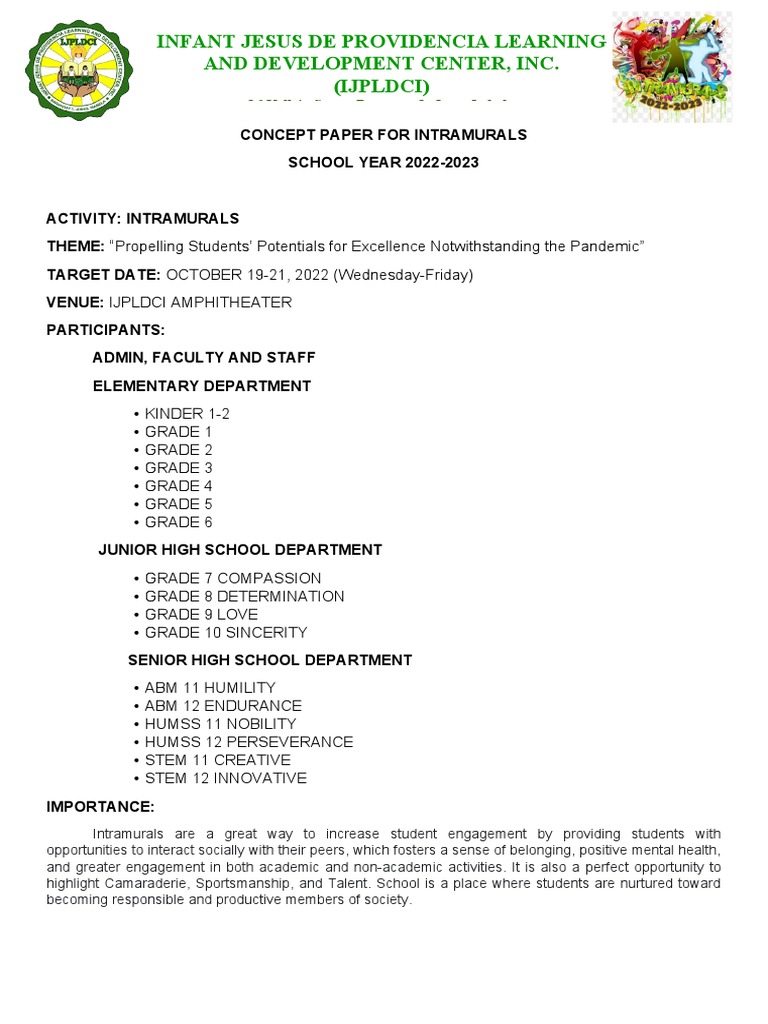 Final Concept Paper Intrams | PDF | Behavior Modification | Cognition