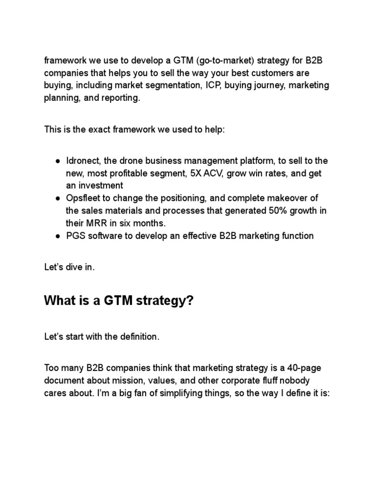 GTM Strategy Understanding | PDF | Marketing | Business