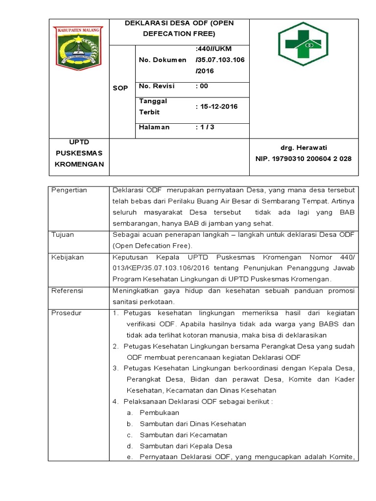 Deklarasi Desa Odf Open Defecation Free Pdf