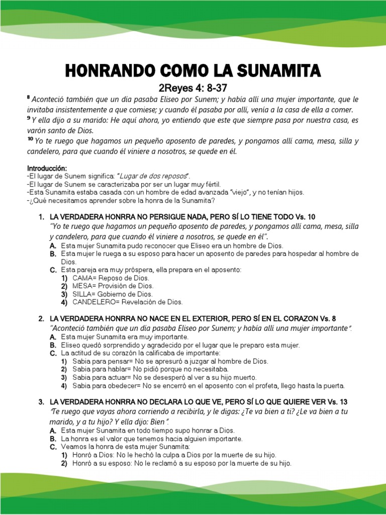 Honrando Como La Sunamita | PDF