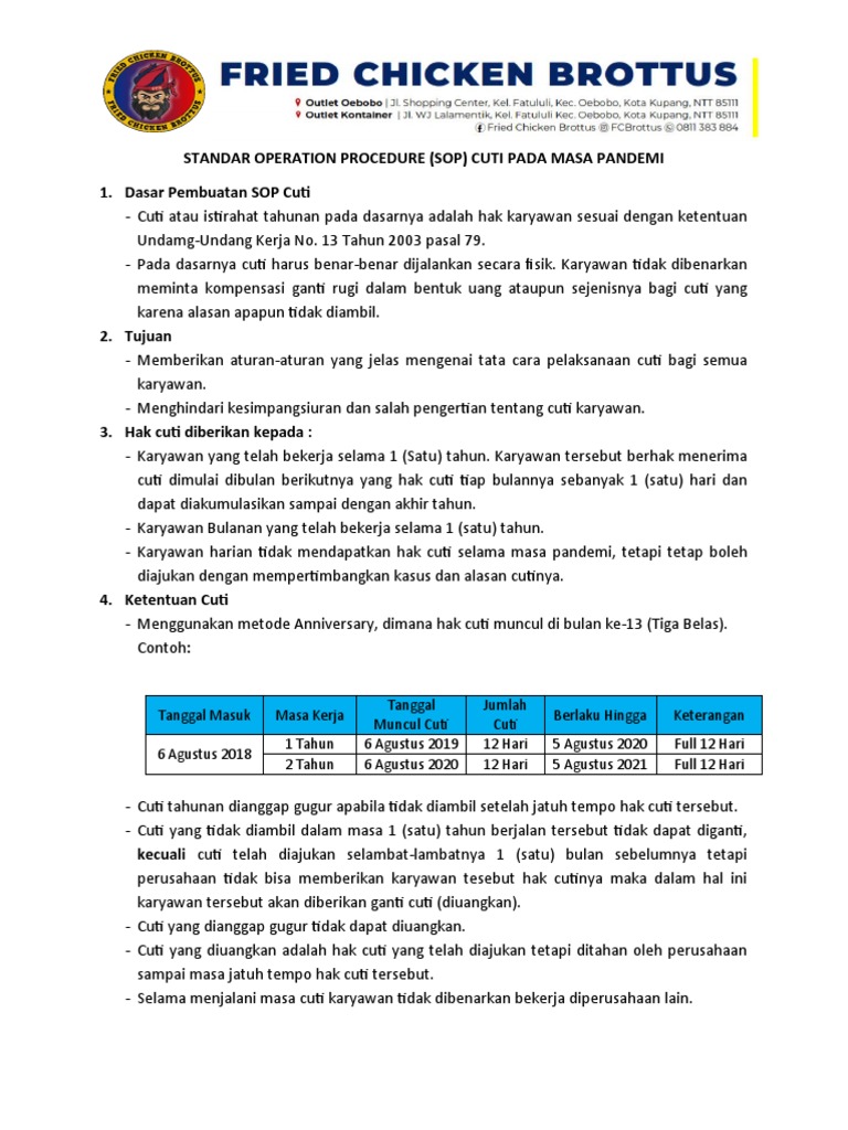 Sop Cuti Karyawan | PDF