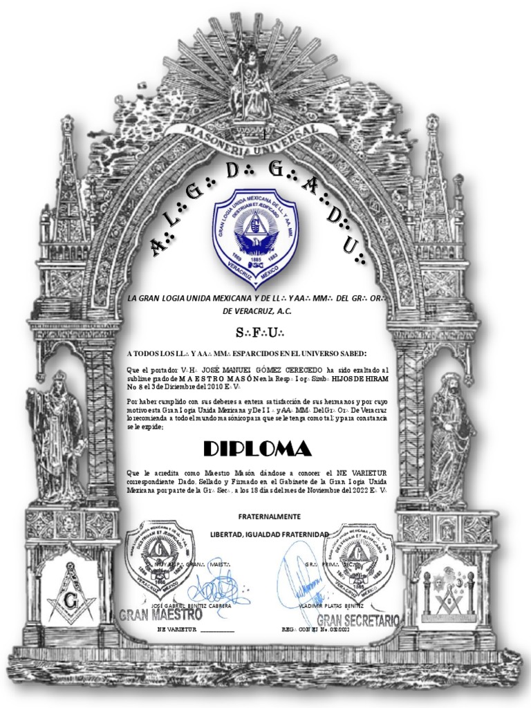 Diploma Maestro Mason 032-2022 José Manuel Gómez Cerecedo | PDF