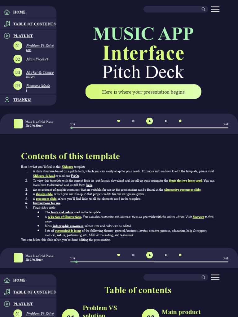 Music App Interface Pitch Deck by Slidesgo | PDF | Planets | Jupiter