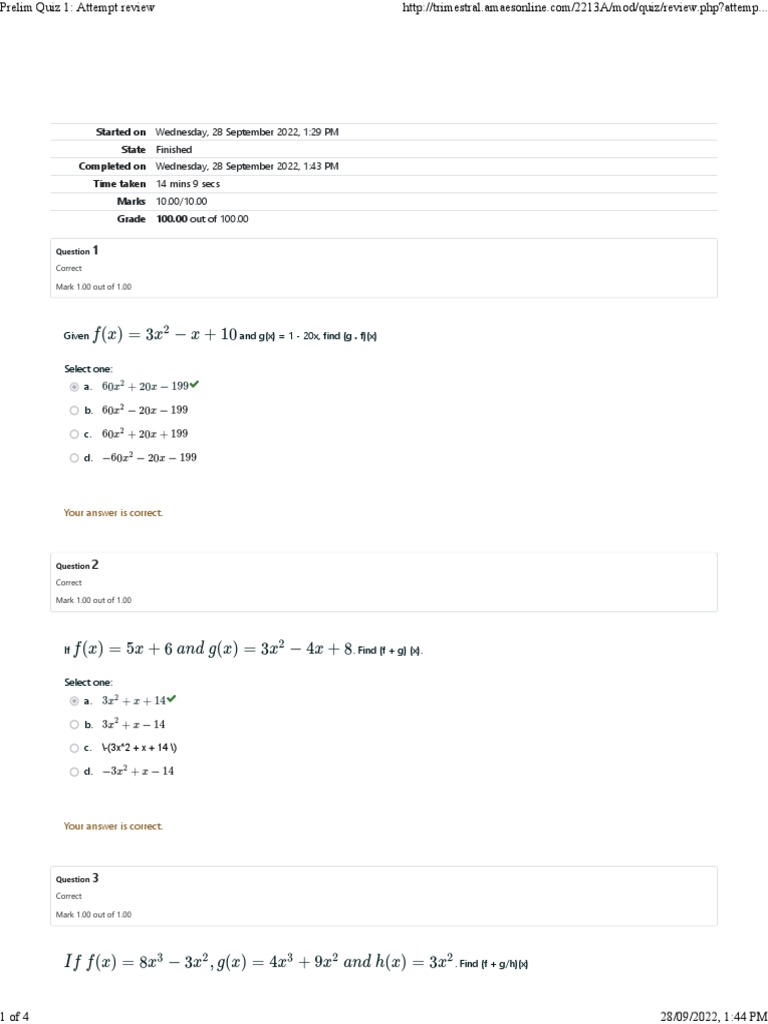 Calculus 2 Prelim Quiz 1 | PDF