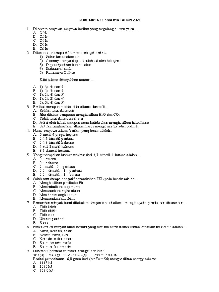 PAS Kimia Kelas 11 SMA | PDF