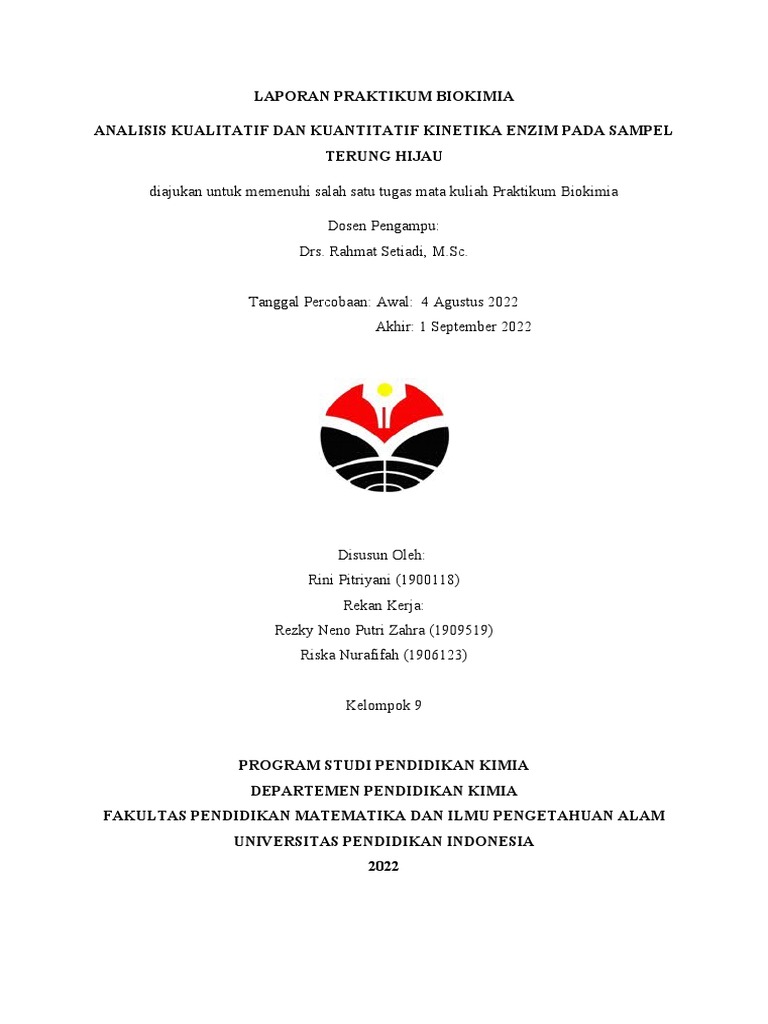 Laporan Praktikum Biokimia Enzim | PDF Laporan Praktikum Biokimia Enzim | PDF