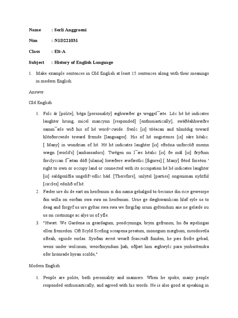 Serli - History of English Language | PDF | Grammatical Tense | English Language