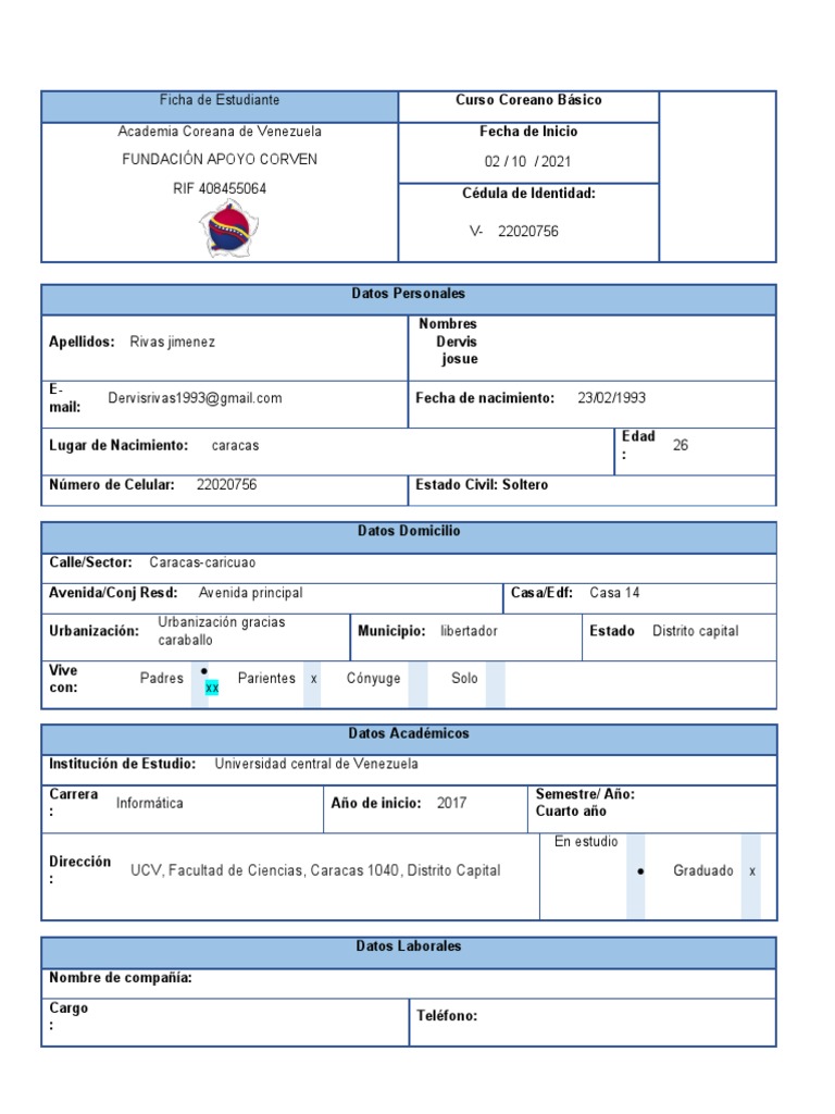 Planilla Llenar | PDF