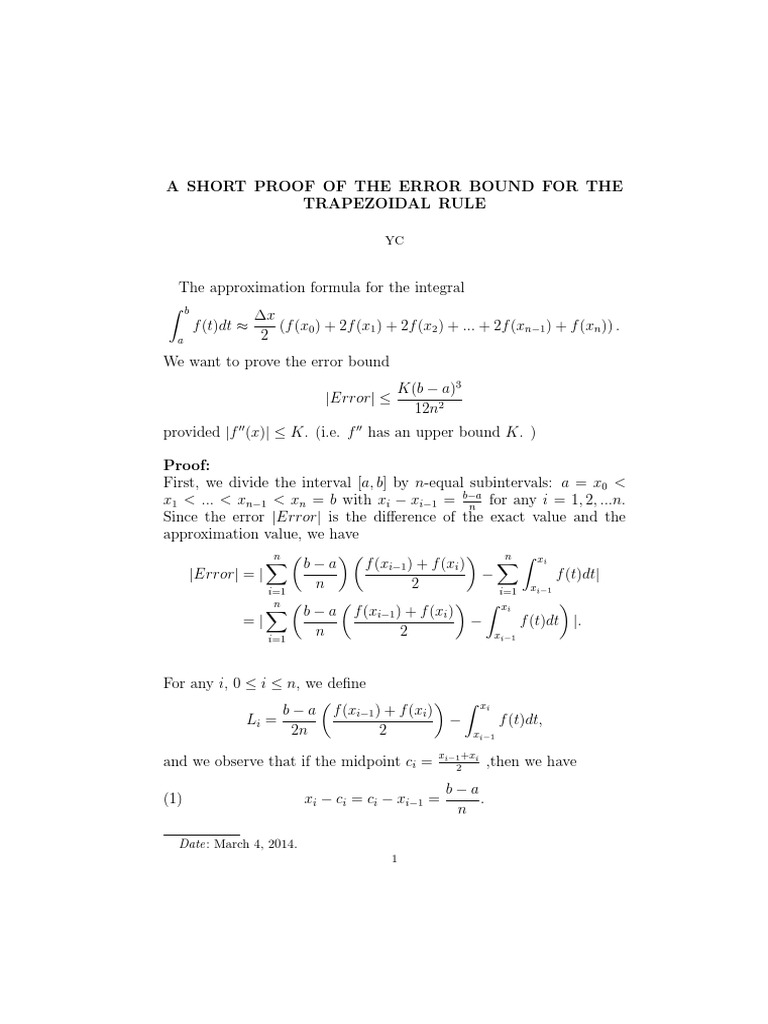 Trapezoidal Rule | PDF | Mathematics Of Computing | Applied Mathematics