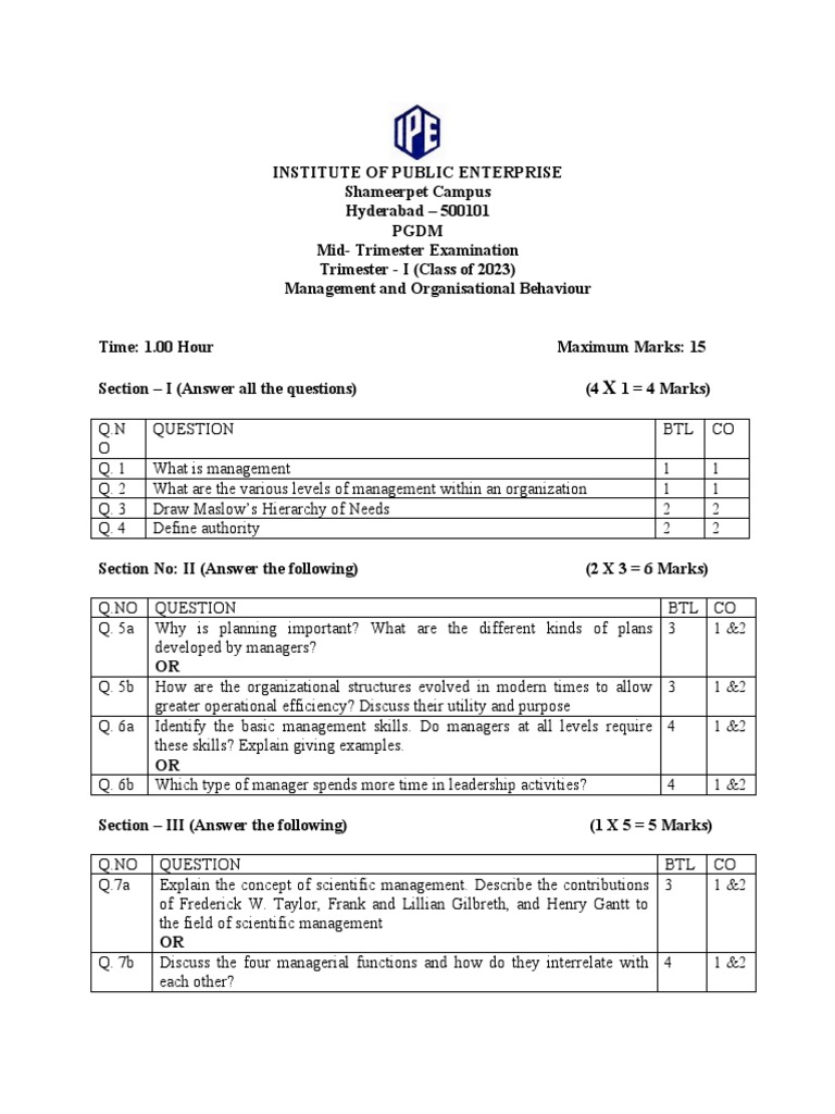 Question Paper_MOB_new Batch_5thJan2022 - P Geeta (1) | PDF ...