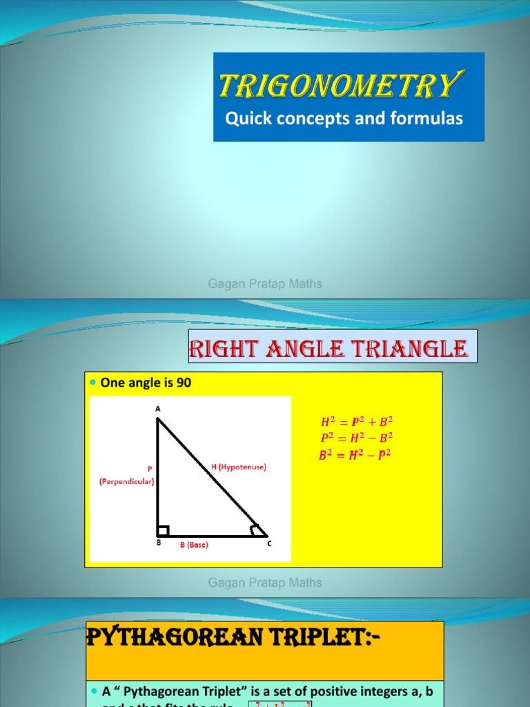 Full TRIGONOMETRY Concepts and Formulas | PDF
