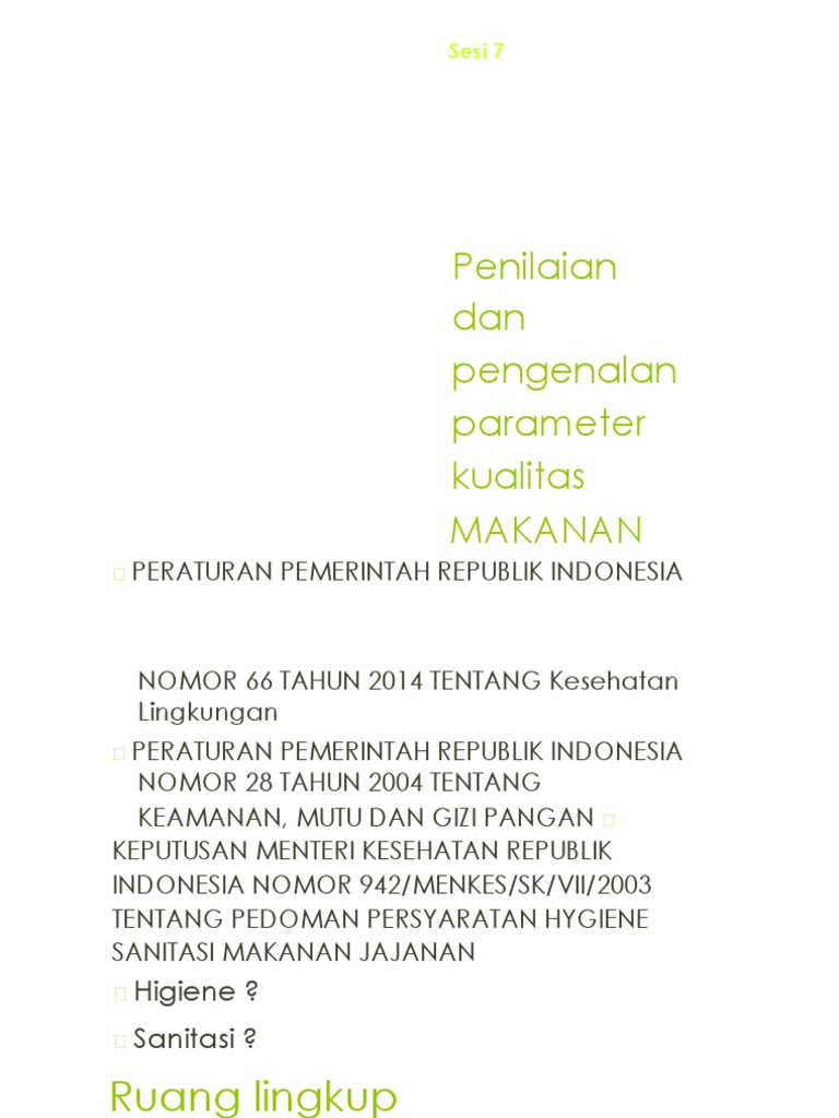 Penilaian Dan Pengenalan Parameter Kualitas Makanan 7 | PDF