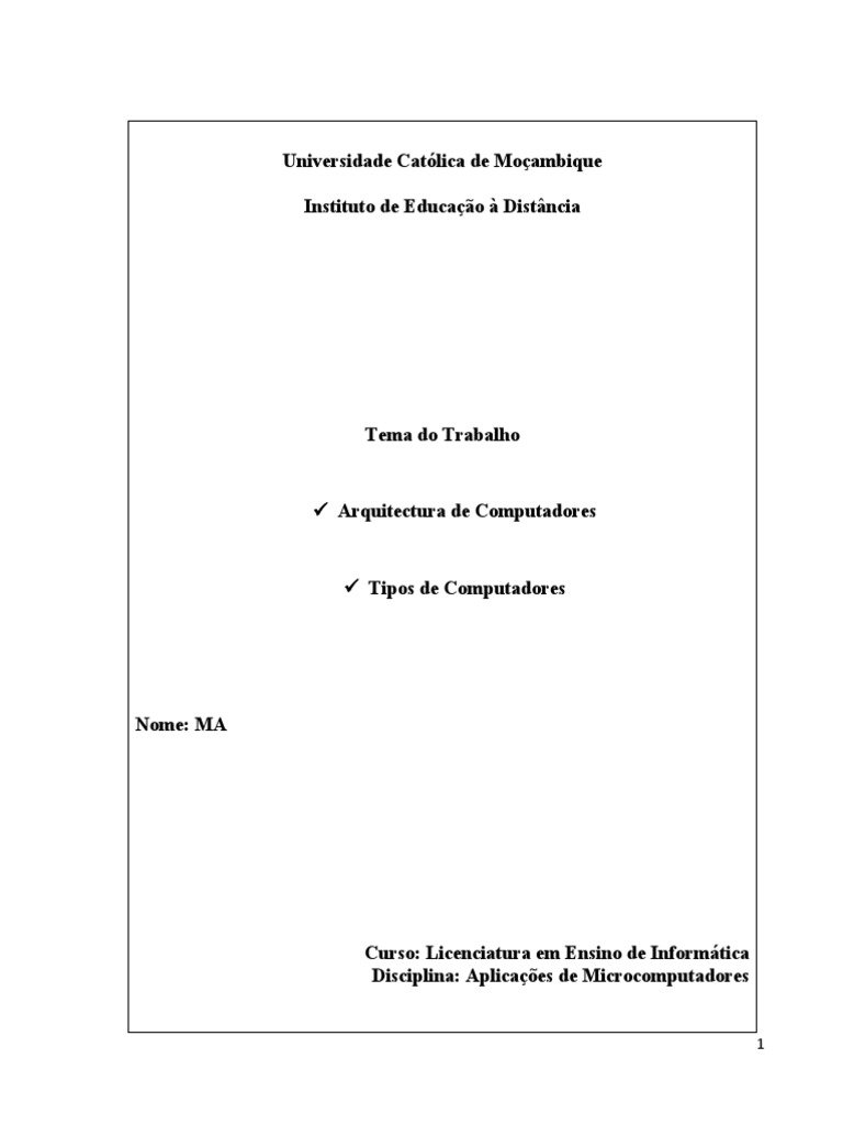 Trabalho de AP. Comp | PDF