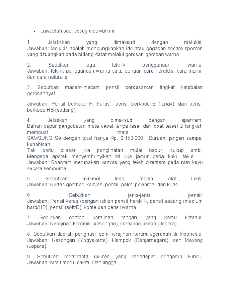 Jawablah Soal Essay Dibawah Ini | PDF Jawablah Soal Essay Dibawah Ini | PDF