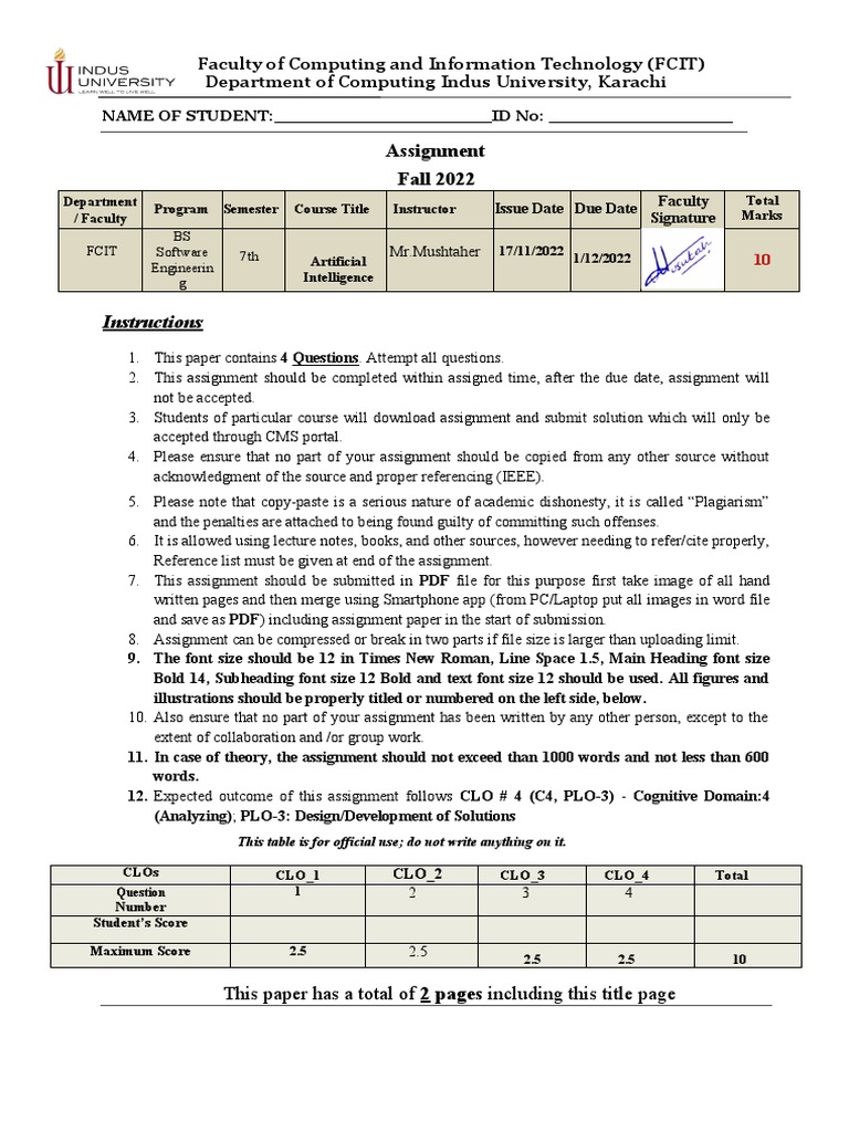 AI Assignment Guidelines and Tasks | PDF | Business | Computers