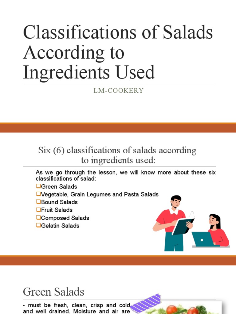 Classifications of Salads According To Ingredients Used | PDF | Salad ...