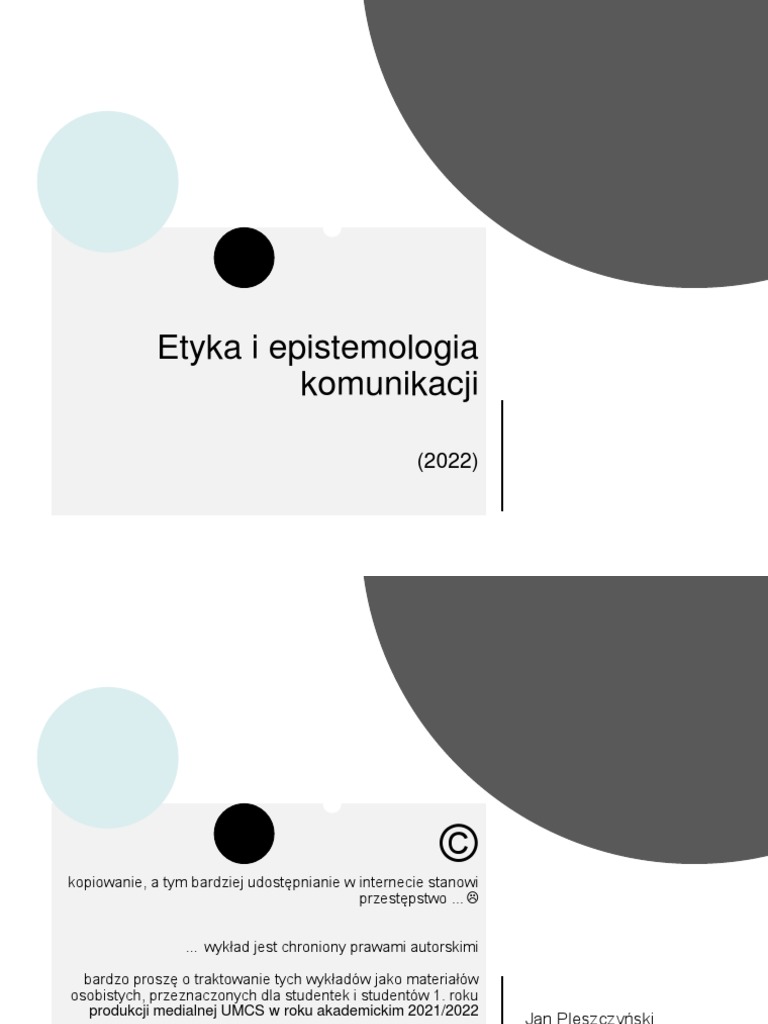 Etyka I Epistemologia Komunikacji | PDF