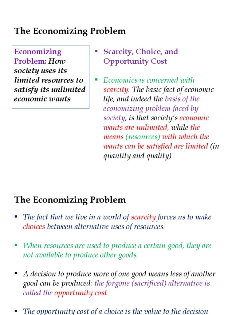 Economizing Problem and Economic Systems (Detailed Notes) | PDF ...