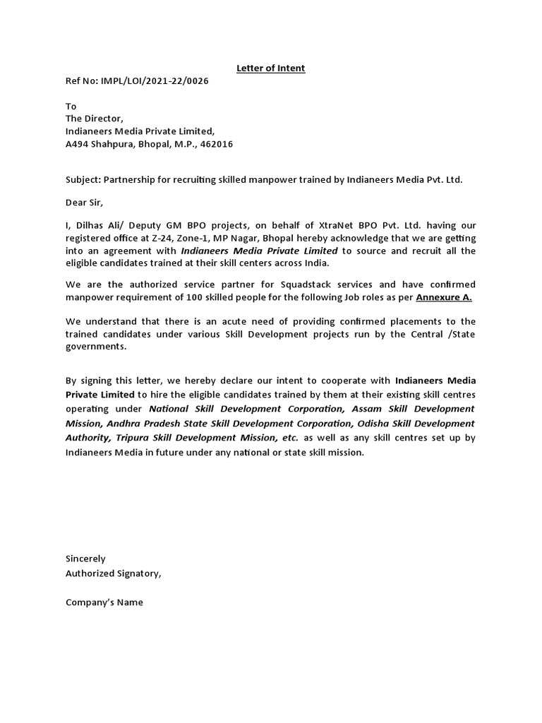 LOI format (1) | PDF