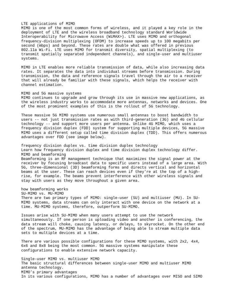 MIMO Notes | Download Free PDF | Mimo | 4 G