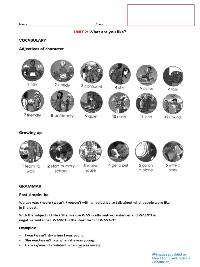 ENGLISH 4th Grade. UNIT 2 What Are You Like (Study Worksheet) Scrib ...