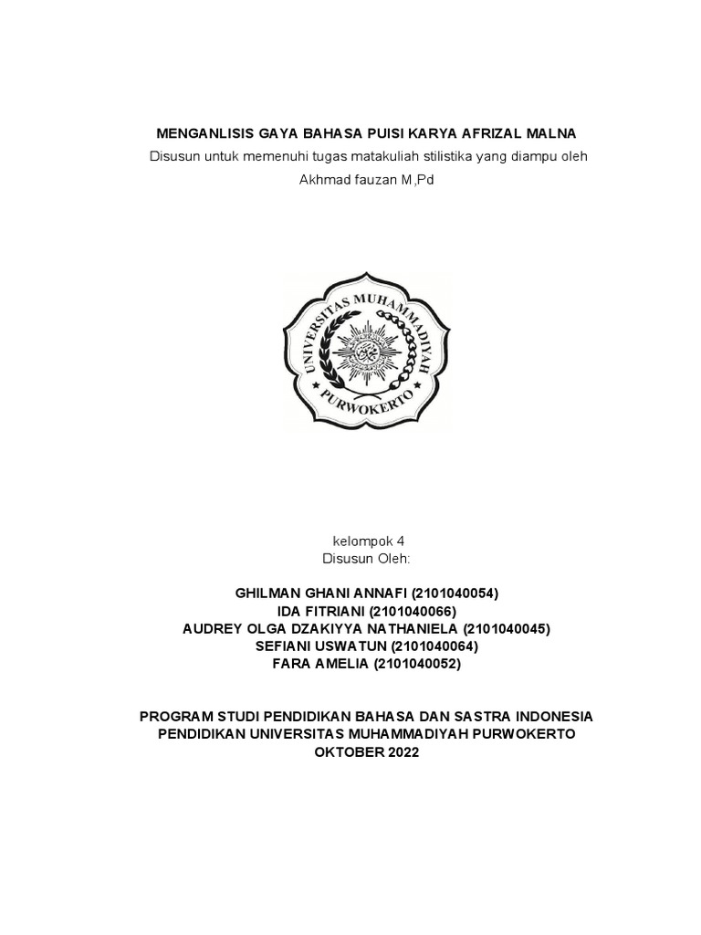 Analisis Puisi Stilistika Afrizal Malna Kel 4 Minus | PDF
