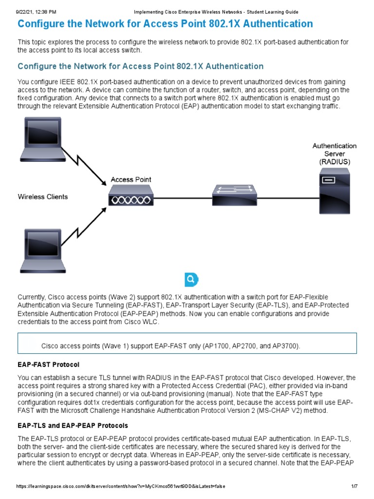 3 Configure The Network For Access Point 802.1X Authentication | PDF ...
