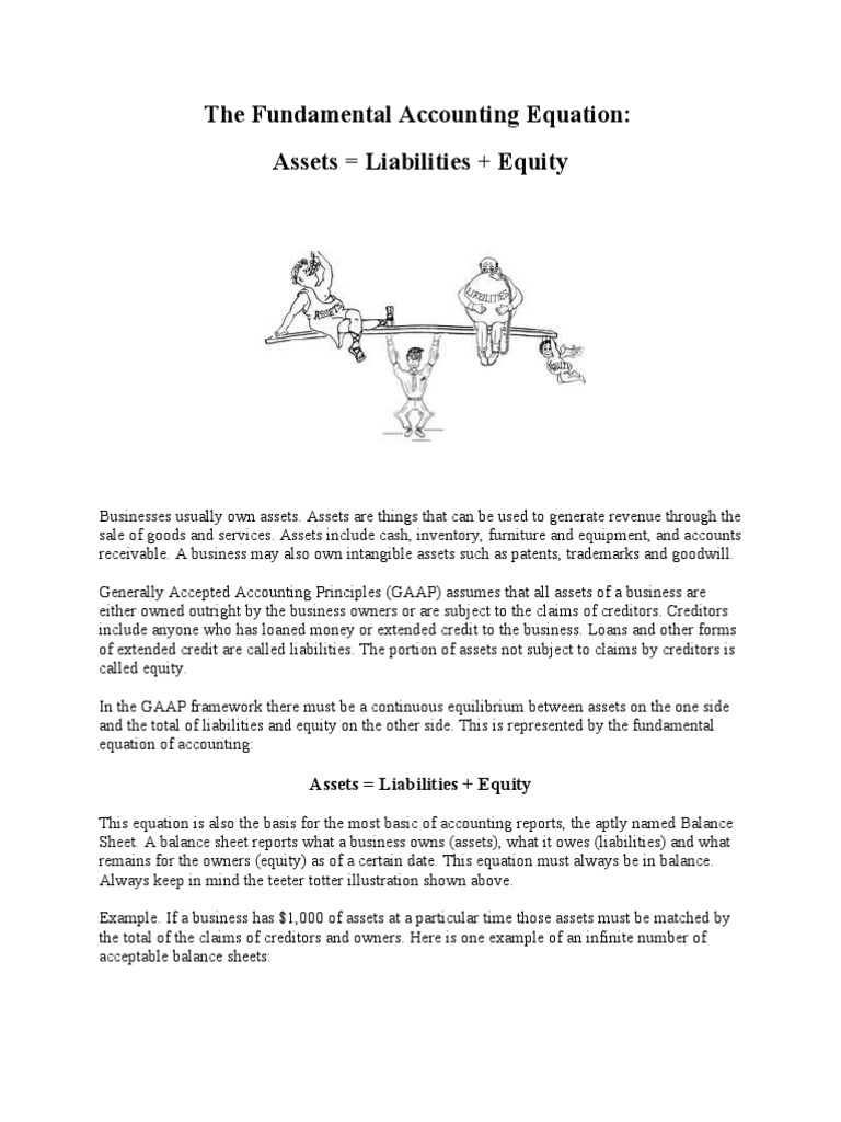 The Fundamental Accounting Equation | PDF | Equity (Finance) | Balance ...