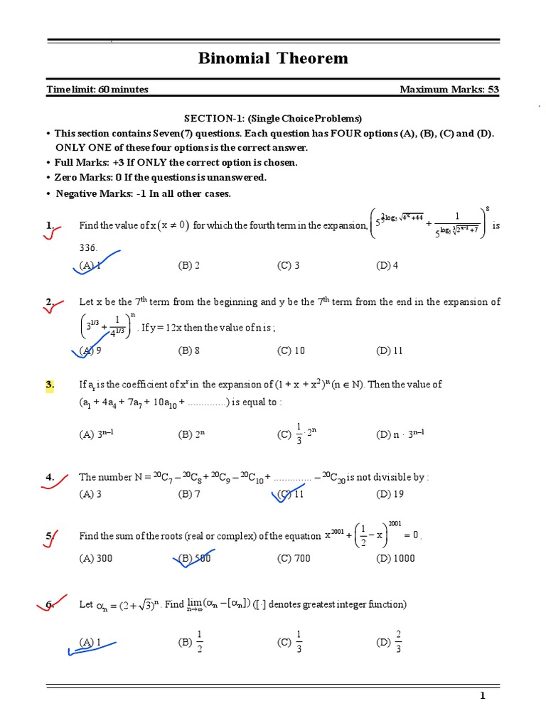 DPP Binomial Theorem Q | PDF | Function (Mathematics) | Discrete Mathematics