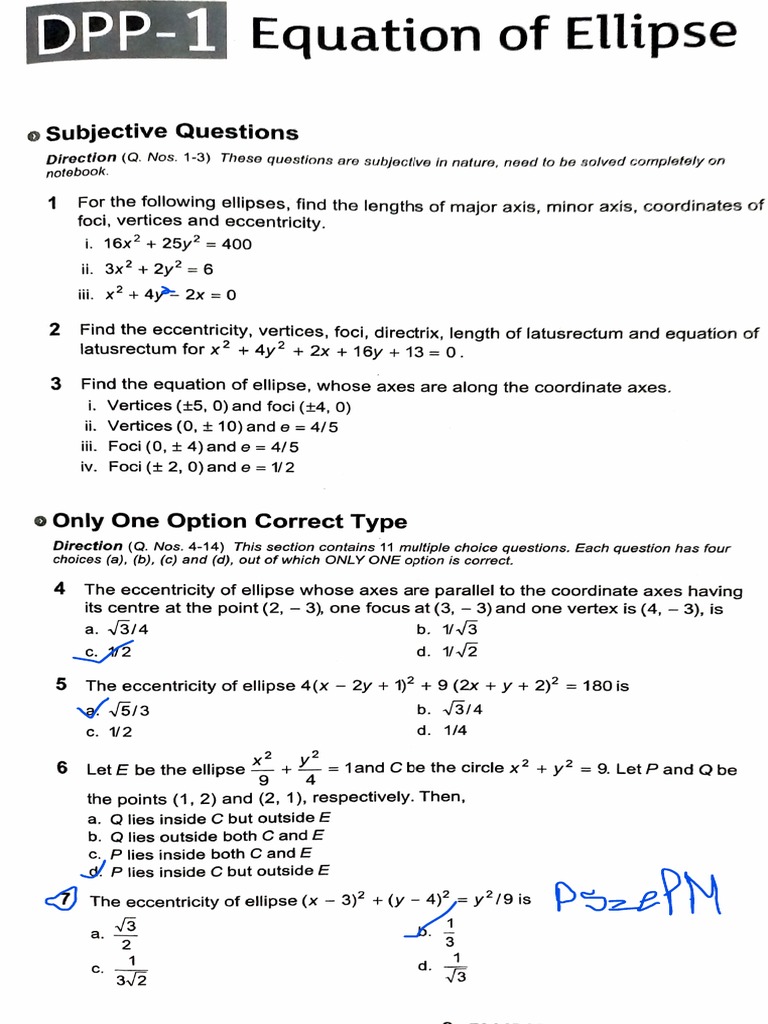 Ellipse - DPP 1 | PDF