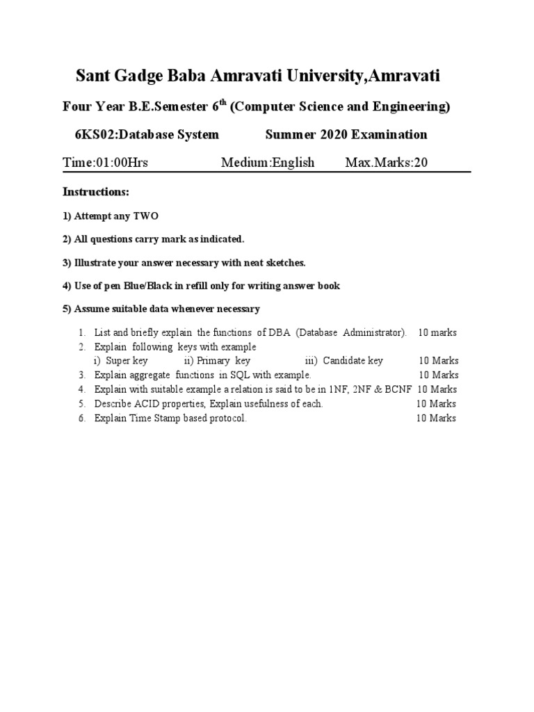 Dbs Summer 2020 Assignmment | PDF