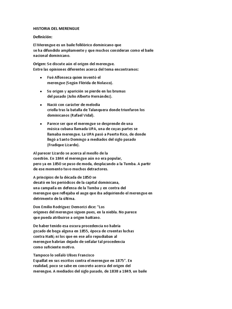 Historia Del Merengue | PDF