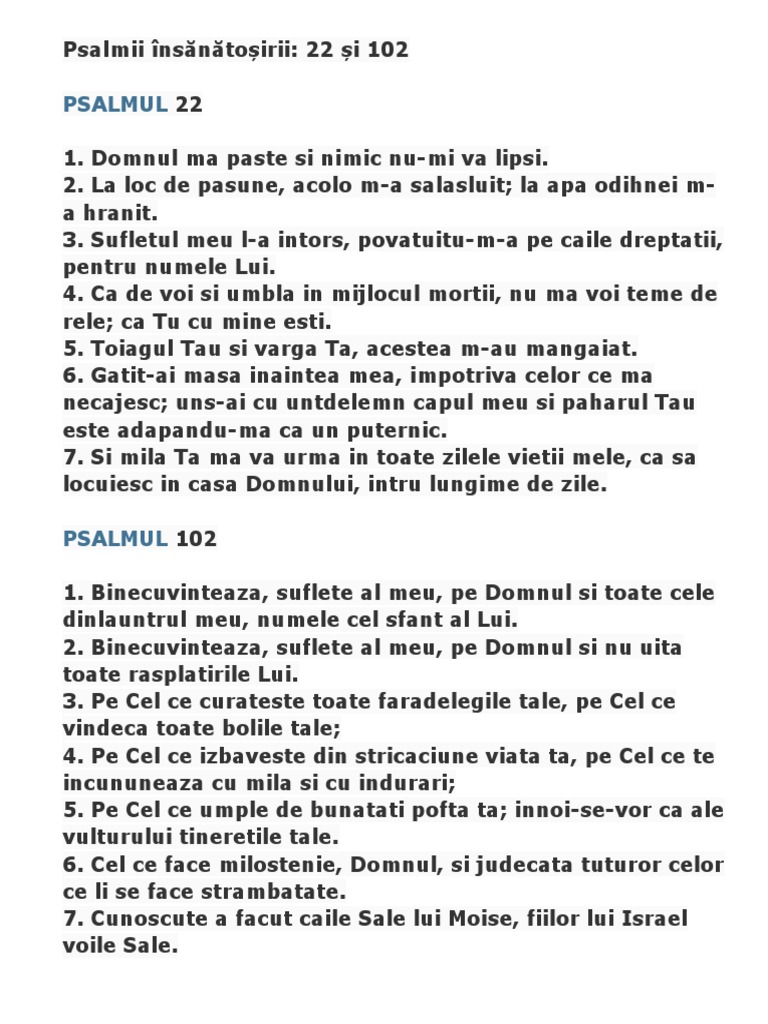 Psalmii 22 SI 102 | PDF