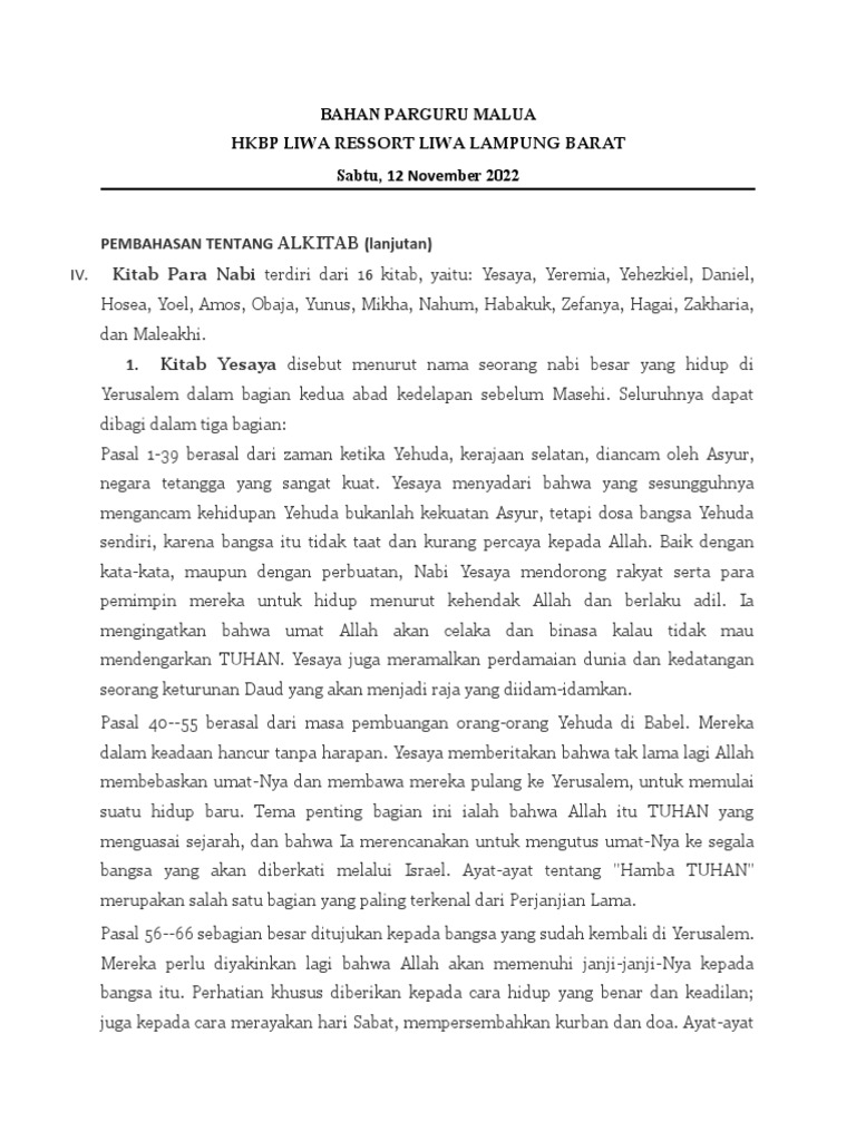 Bahan Parguru Malua 12 November 2022 | PDF