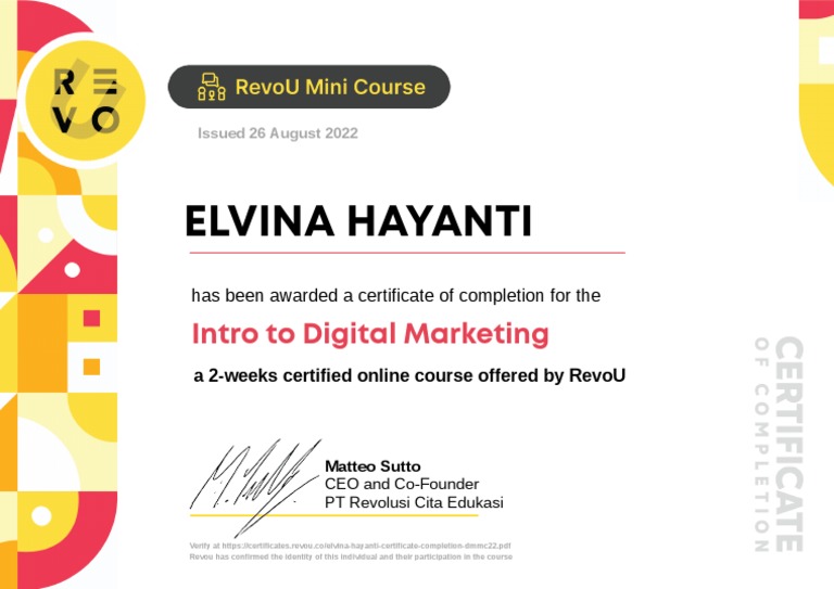 RevoU Mini Course Certificate | PDF
