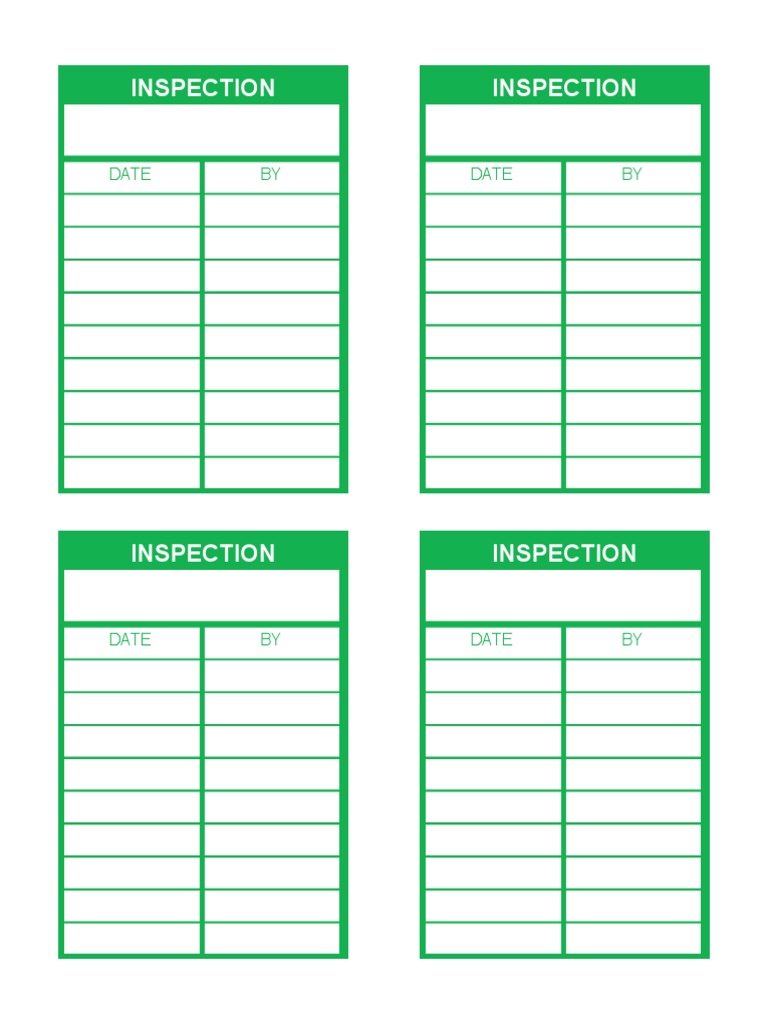 Inspection Tag Template | PDF