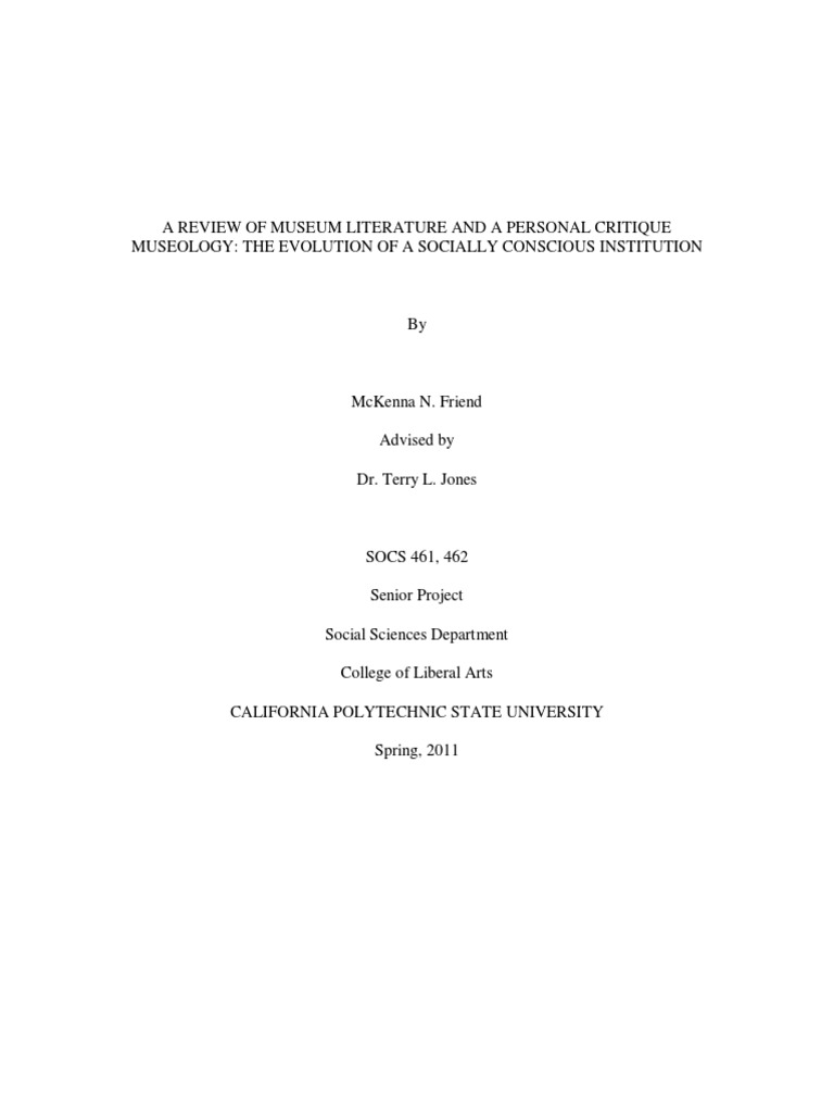 A Review of Museum Literature and A Personal Critique. Museology | PDF ...