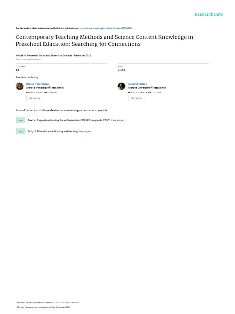 Contemporary Teaching Methods and Science Content | PDF | Teachers ...