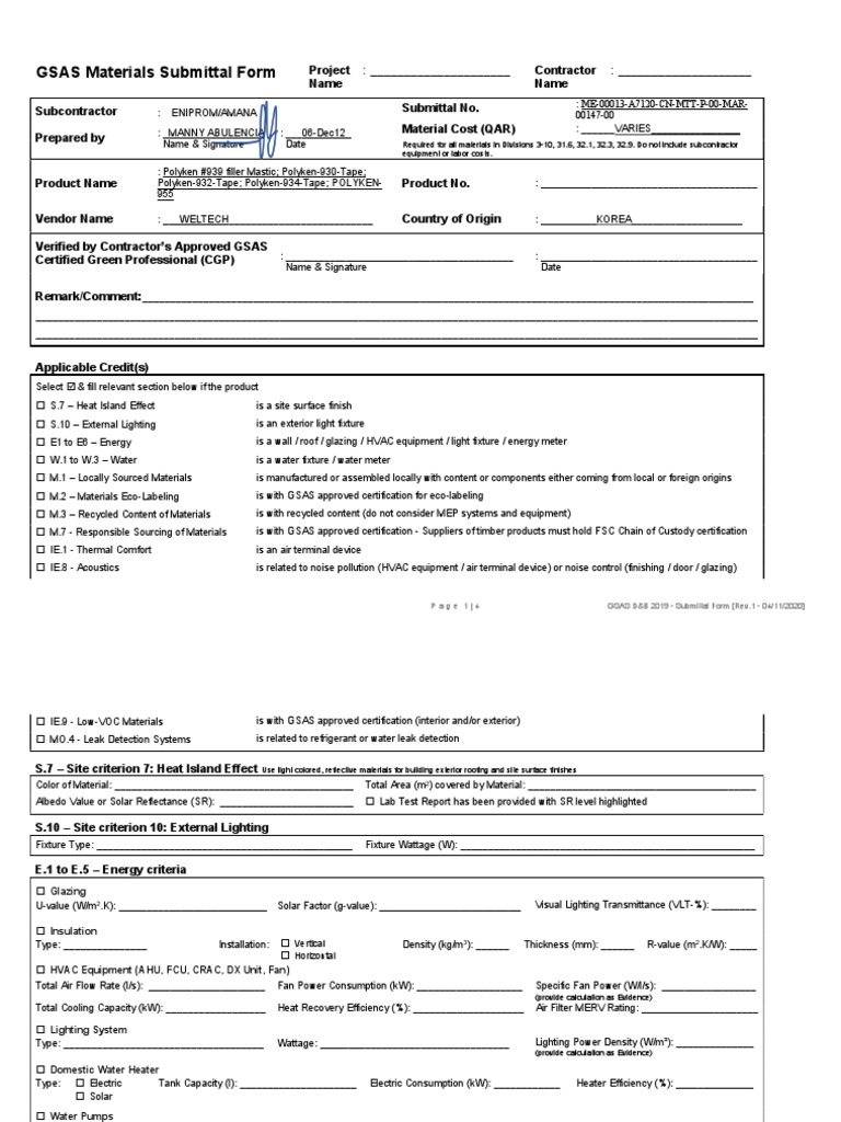 GSAS General Submittal Form-Signed | PDF
