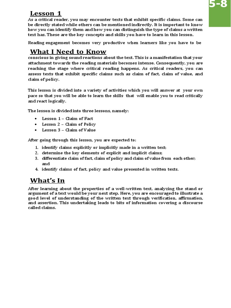 Rws Module Weeks 5 | PDF | Argument | Morality