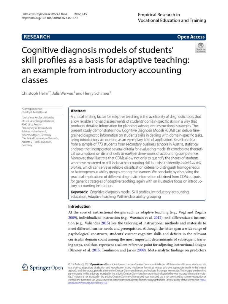 Cognitive Diagnosis Models of Students' | PDF | Educational Assessment | Teaching Method