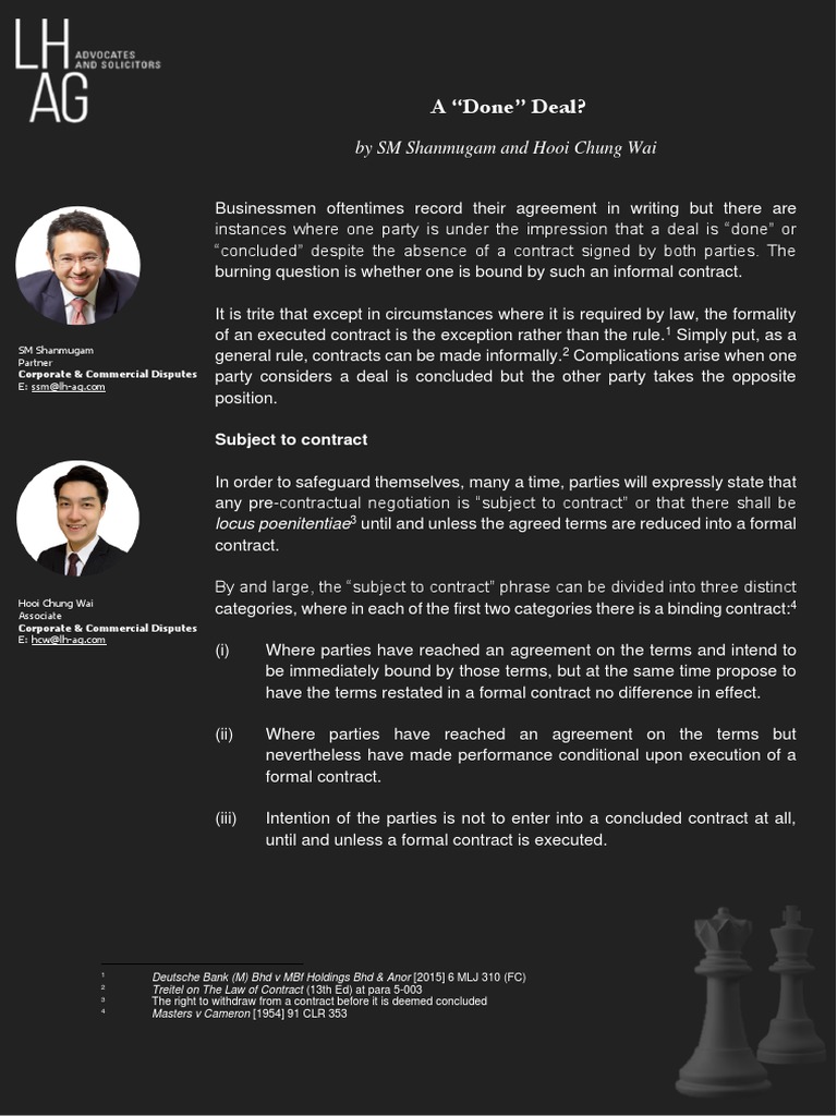 09 A Done Deal | PDF | Law Of Obligations | Consent