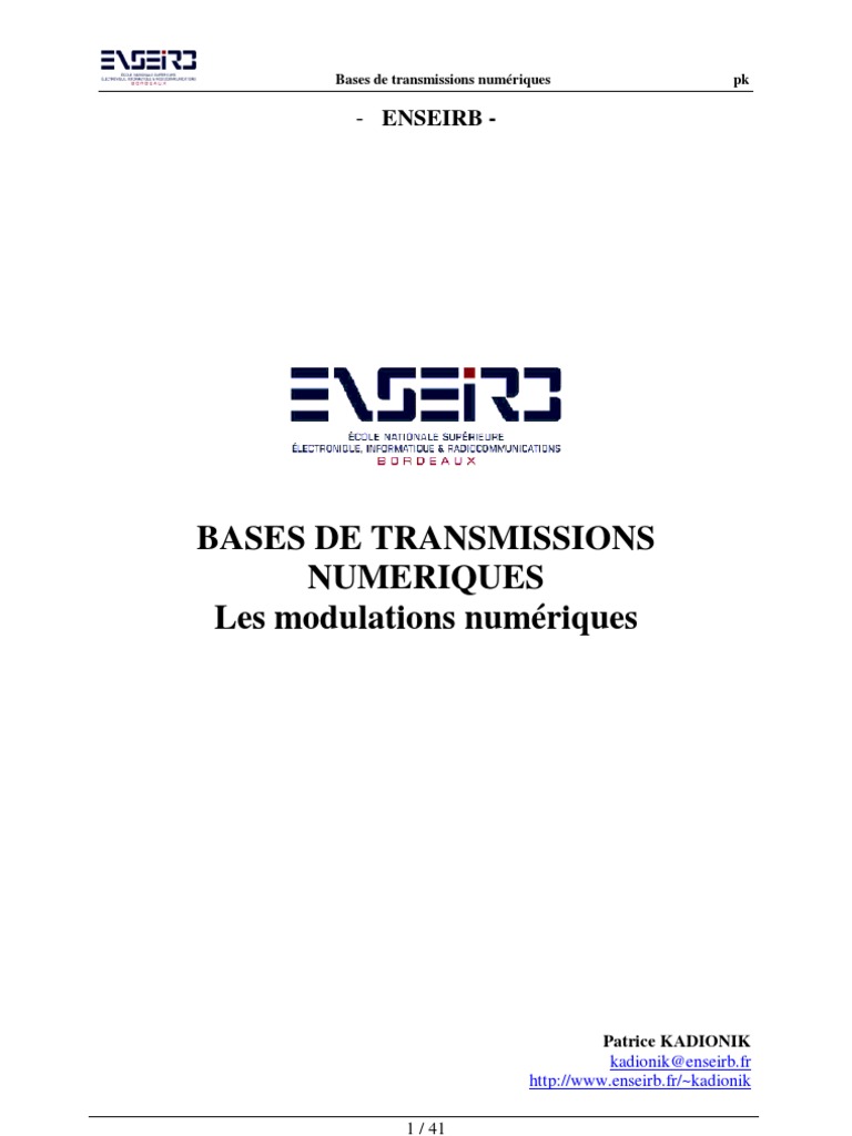 Modulations Numeriques | PDF | Modulation | Transmission des données