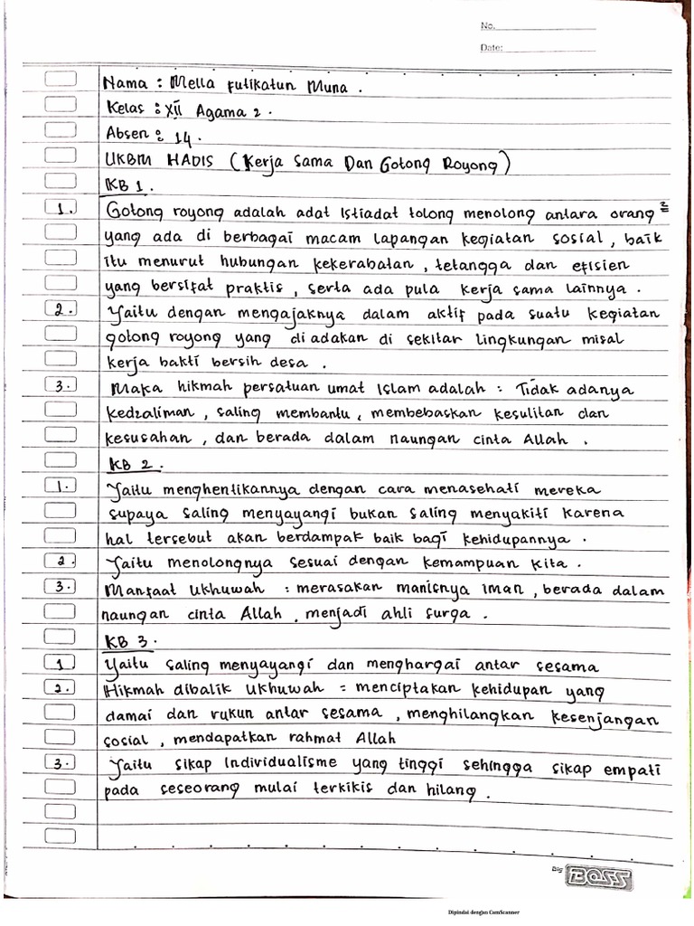 QH Hadis Bab Gotong Royong (14.mella Futikatun Muna XII AGM 2) | PDF
