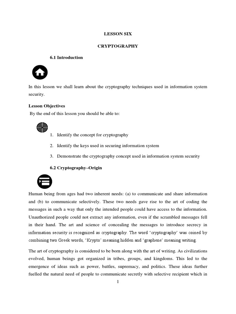 LESSON 6 - Cryptography | PDF | Cryptography | Public Key Cryptography