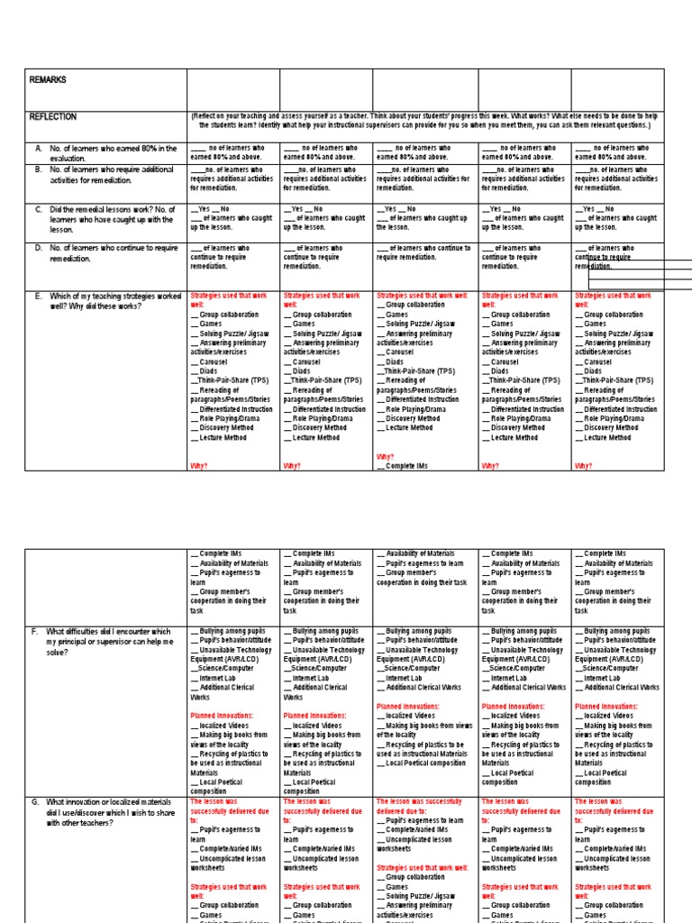 DLL Reflection Format | Download Free PDF | Learning | Teaching Method