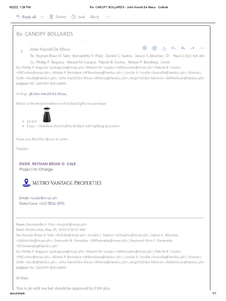 Final Instruction - CANOPY BOLLARDS | PDF
