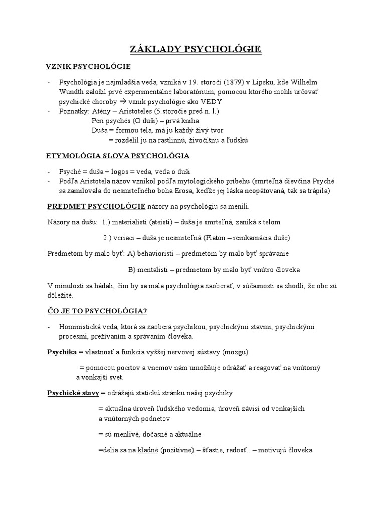 Základy Psychológie | PDF Základy Psychológie | PDF