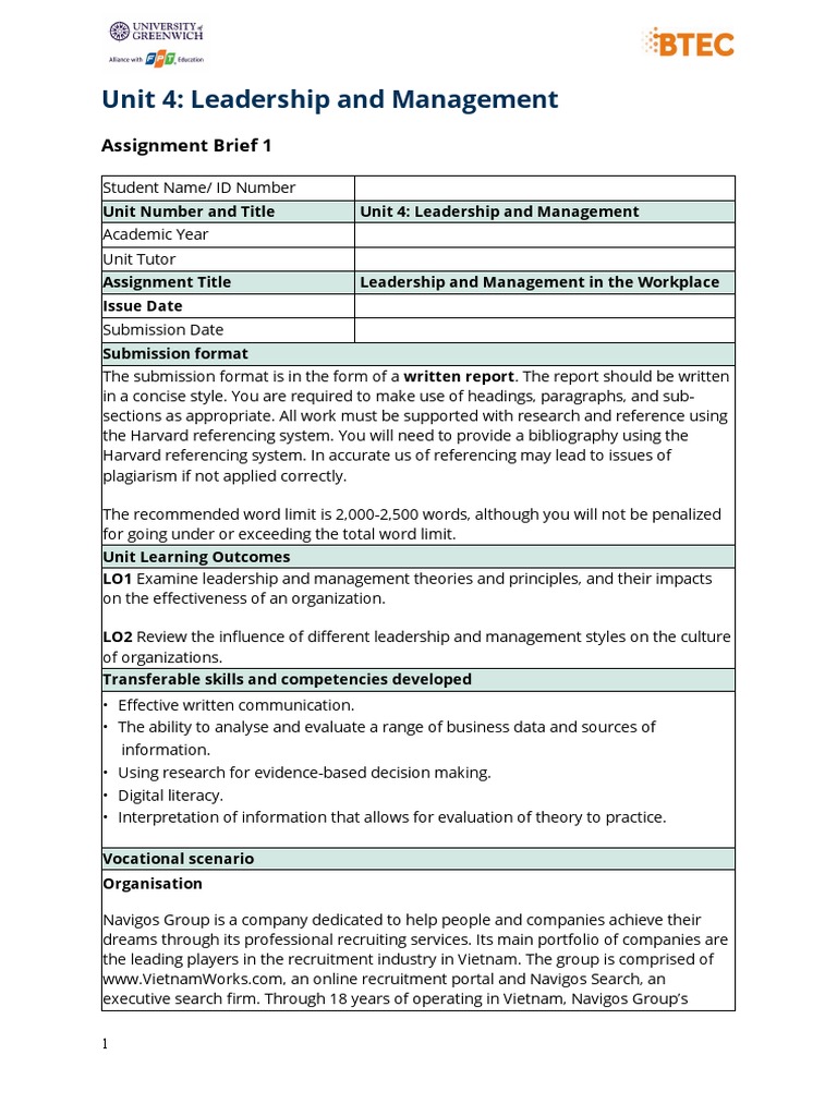 Unit 4 - 5036 - Assignment Brief 1 | PDF