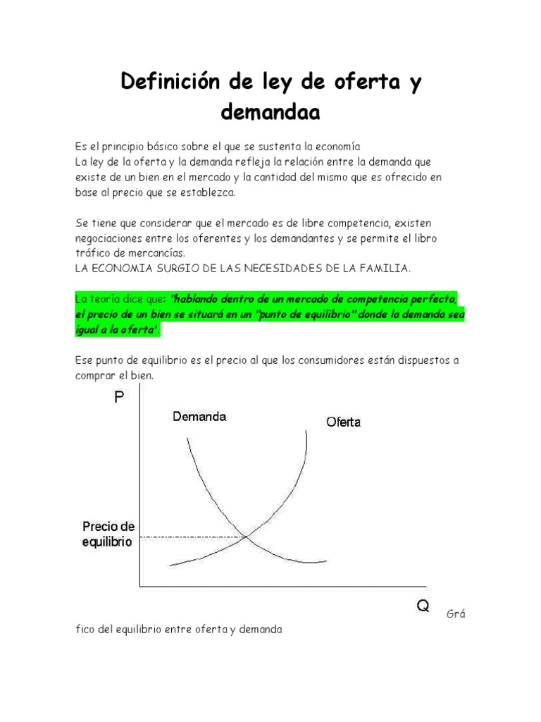 Definicion de Ley de Oferta y Demanda | PDF